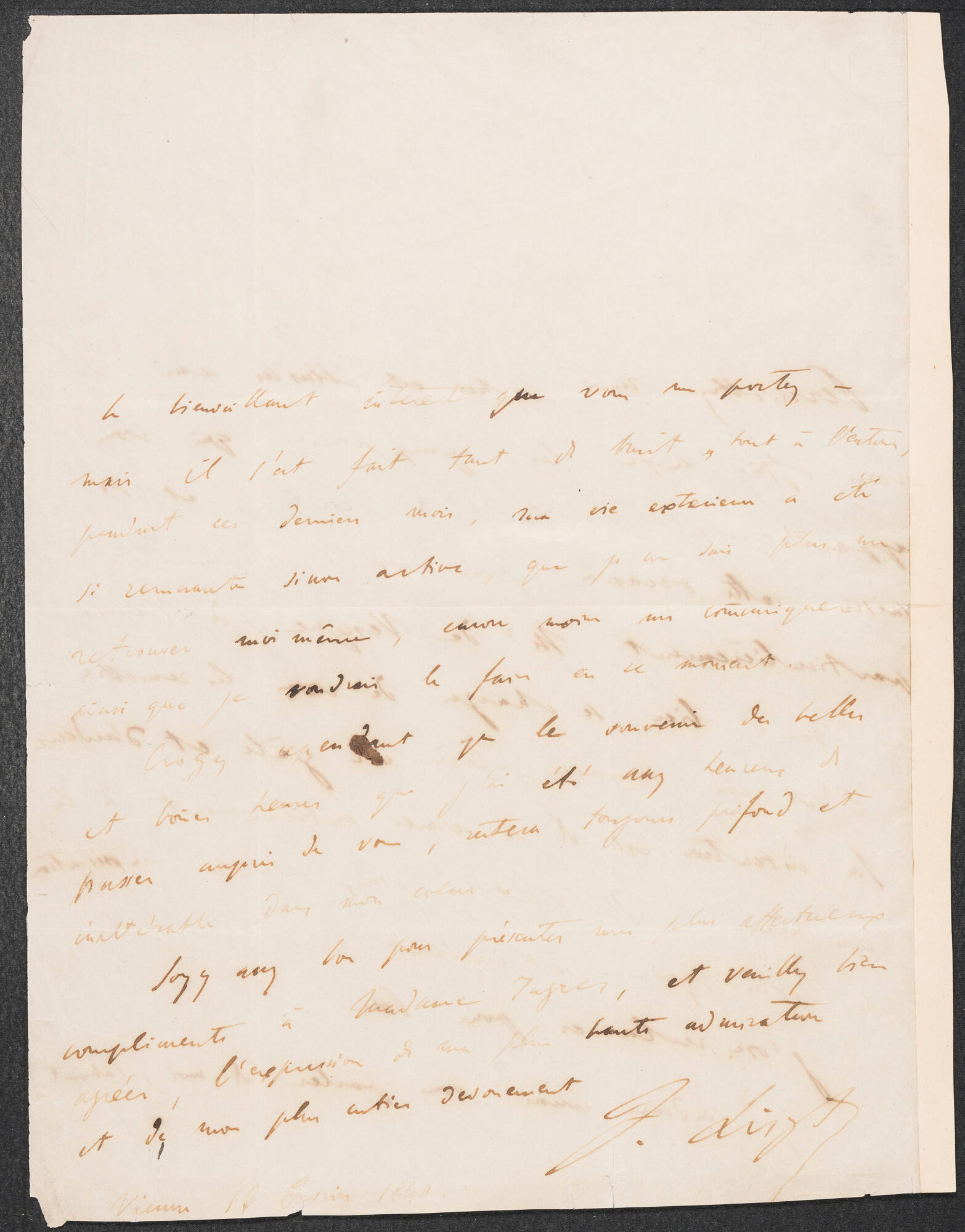 Letter to Jean Auguste Dominique Ingres from Vienna | Isabella Stewart ...
