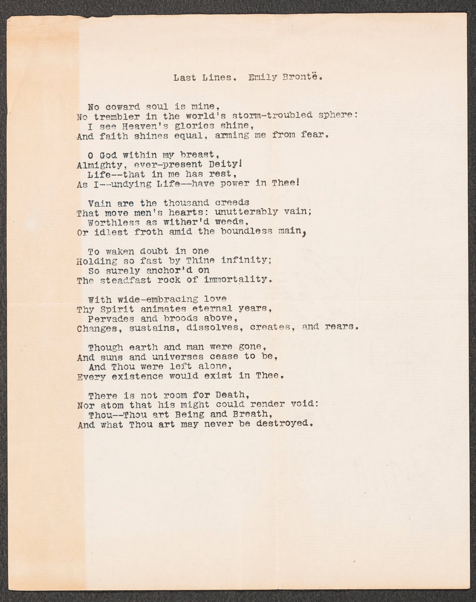 Last Lines by Emily Brontë | Isabella Stewart Gardner Museum