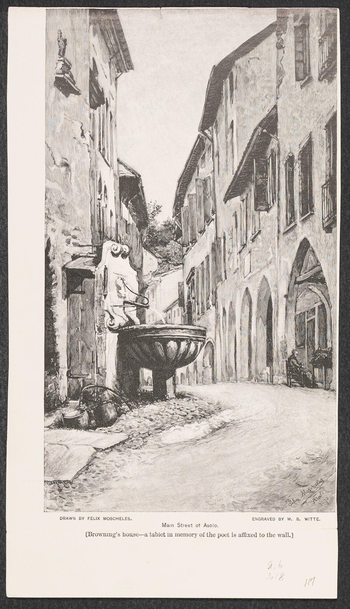 "Main Street of Asolo" showing Robert Browning's House | Isabella ...