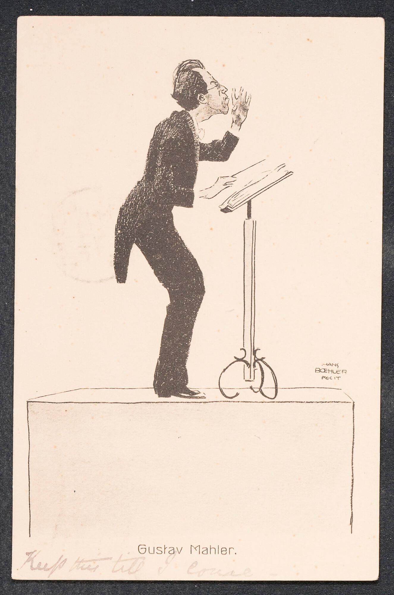 Caricature Postcard of Gustav Mahler | Isabella Stewart Gardner Museum