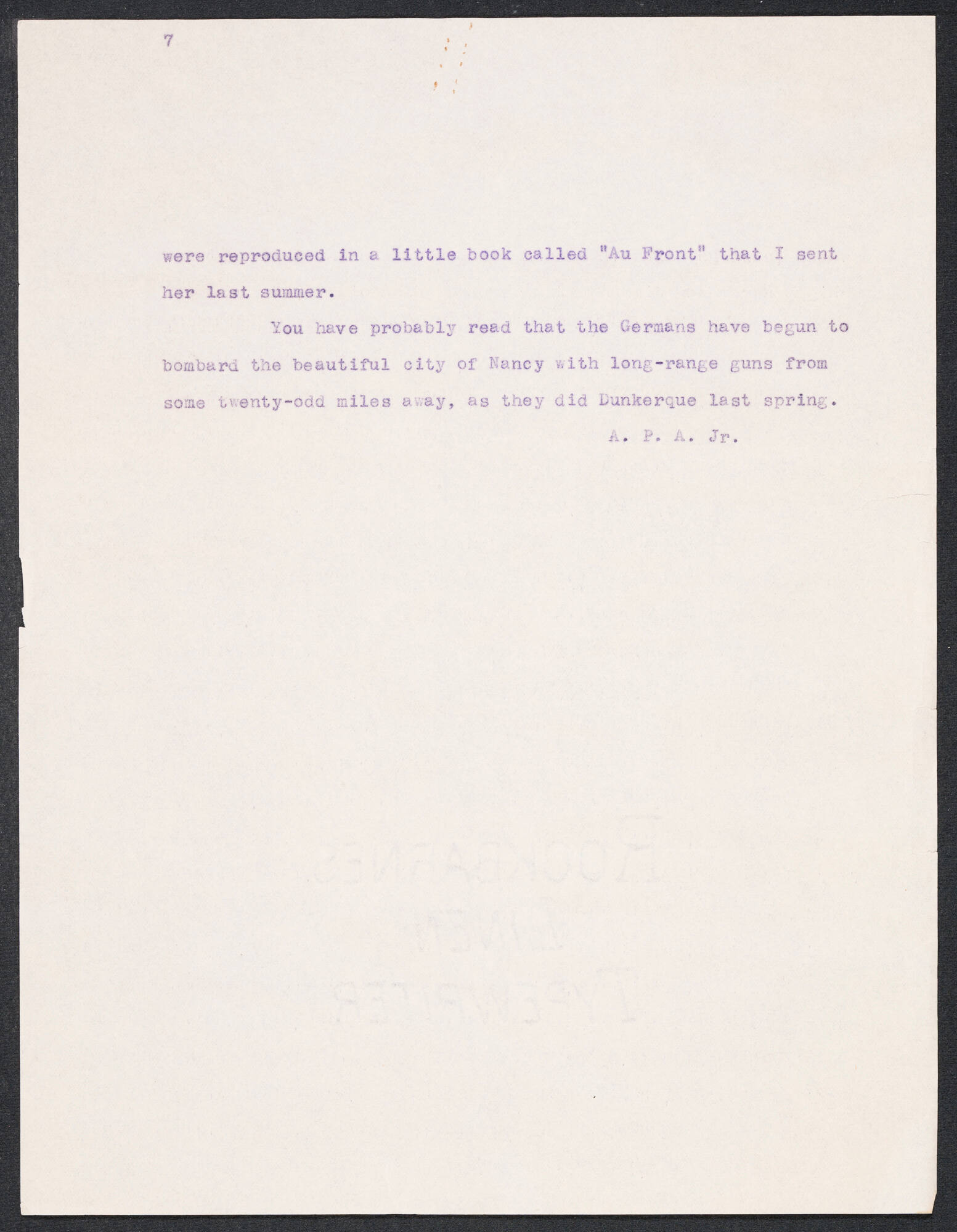 Letter to Abram and Helen Andrews from France | Isabella Stewart ...