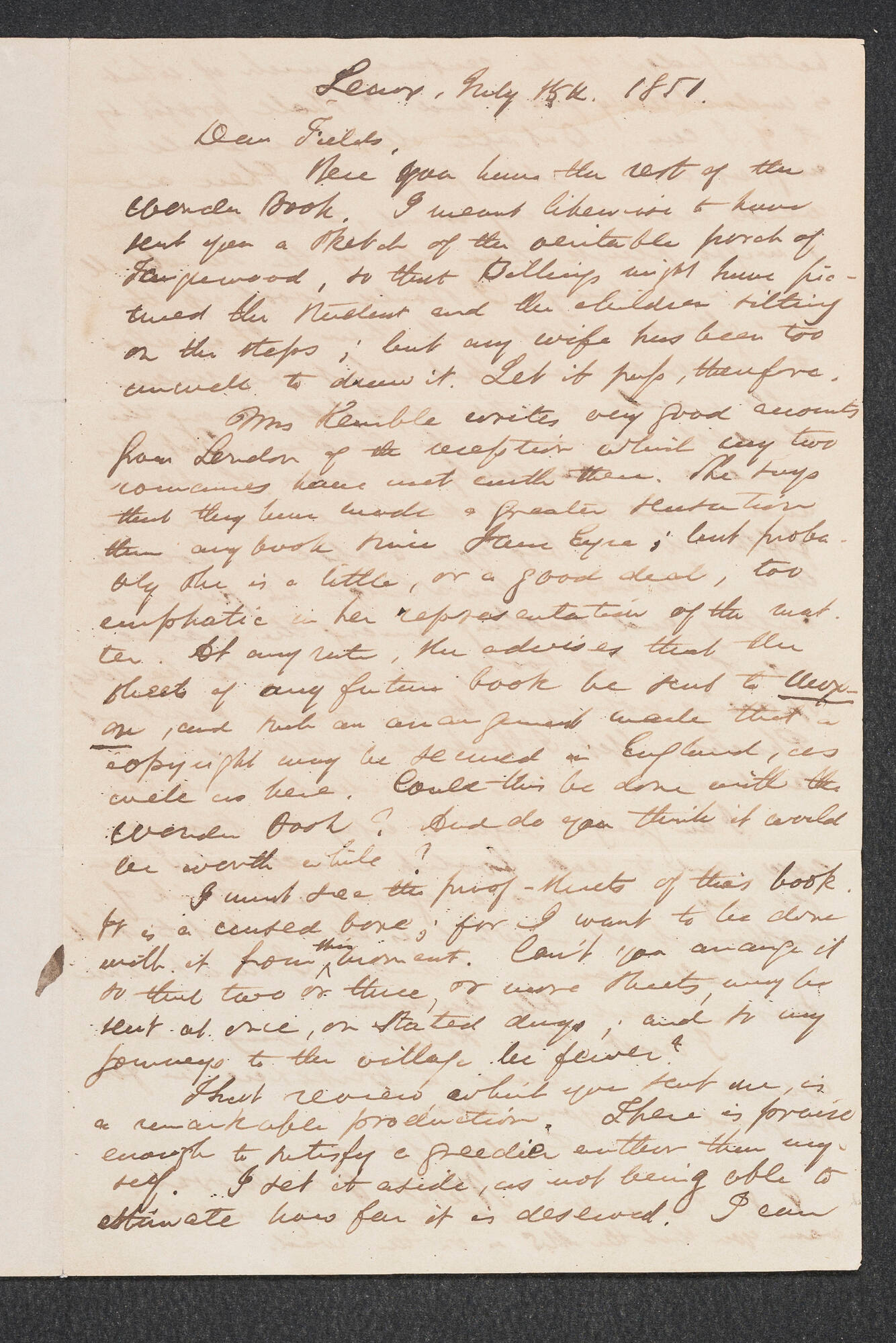 Letter to James T. Fields from Lenox, Massachusetts | Isabella Stewart ...