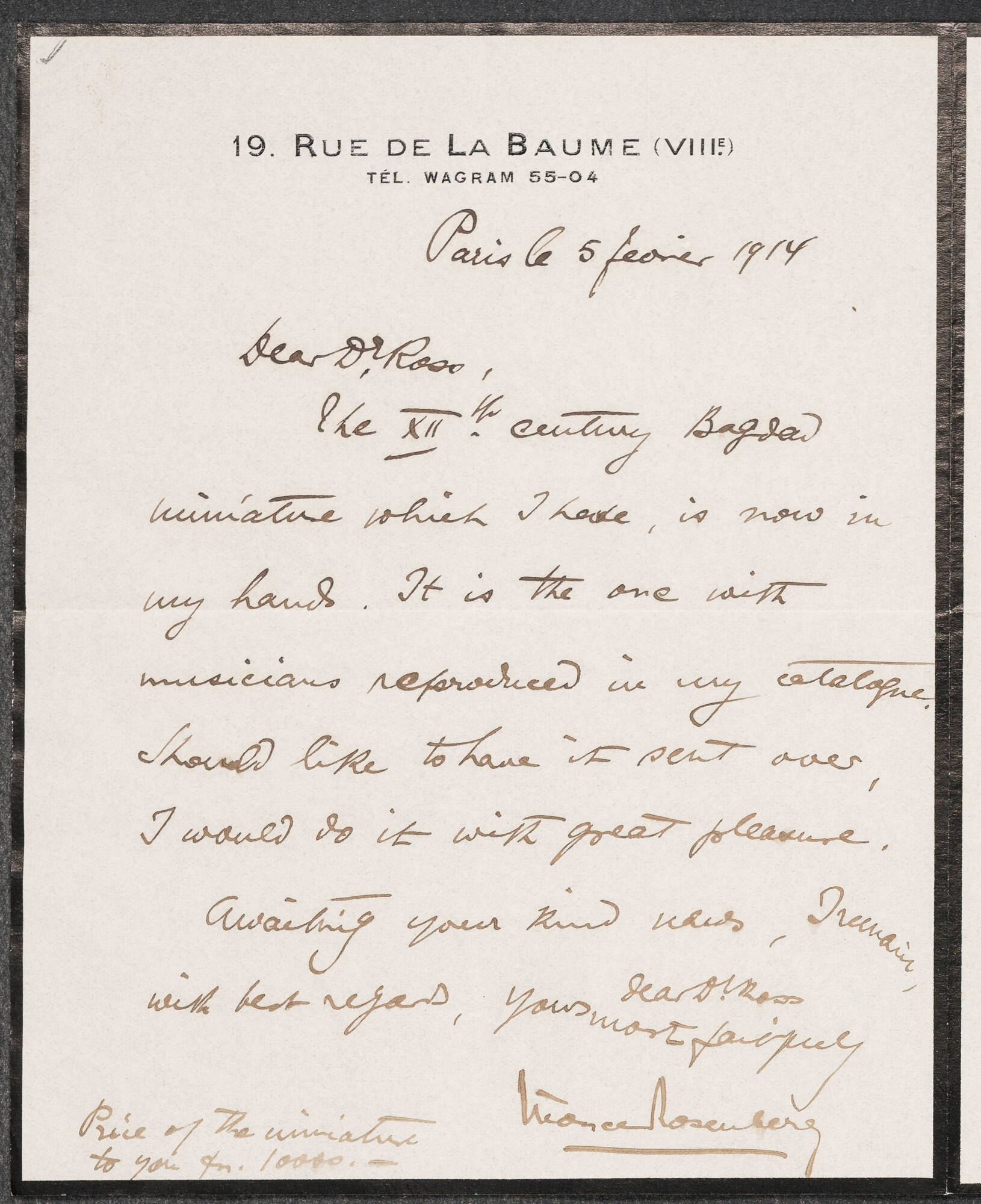 Letter to Denman Waldo Ross from Paris | Isabella Stewart Gardner Museum