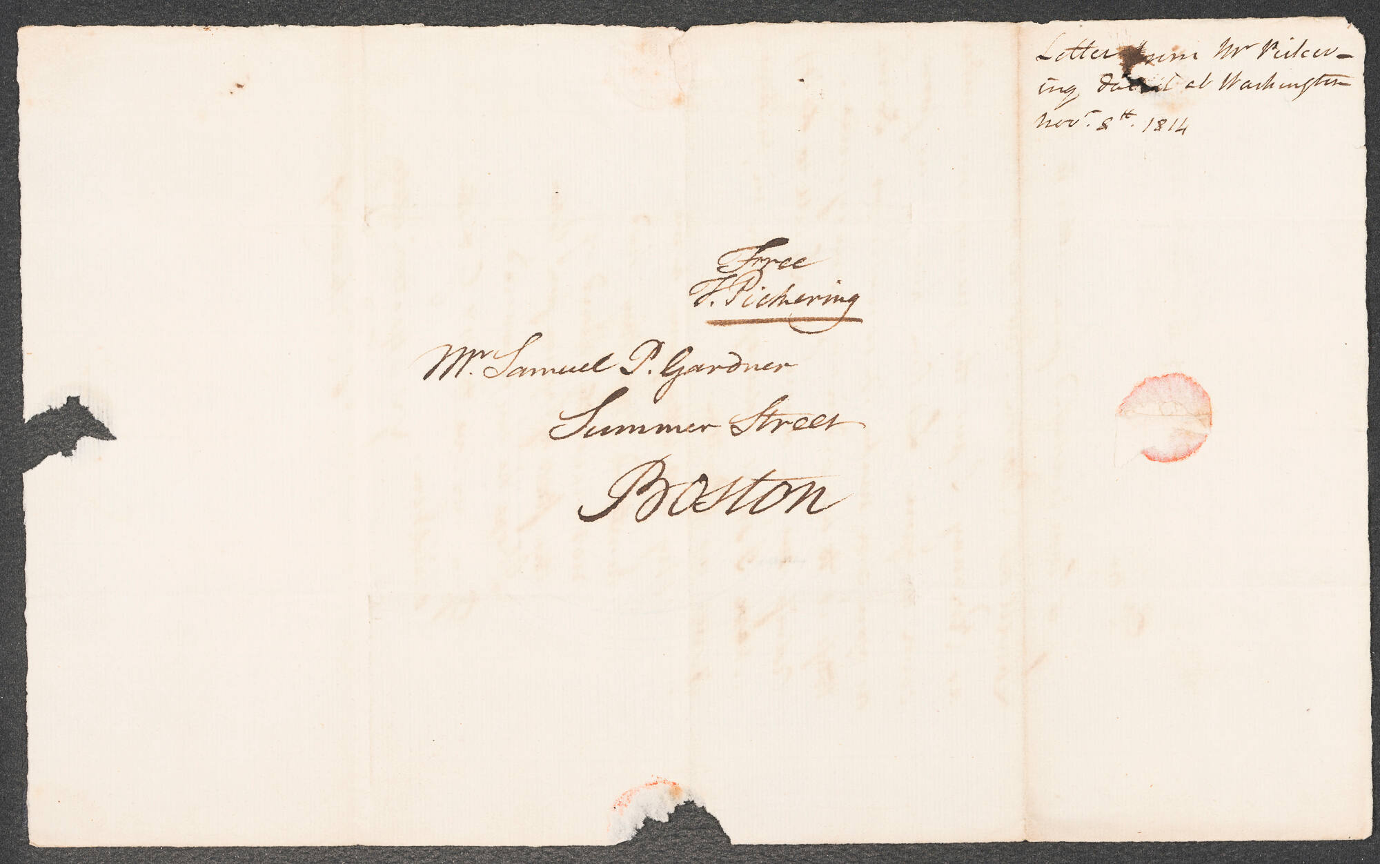 Letter to Samuel Pickering Gardner from Washington, D.C. | Isabella ...