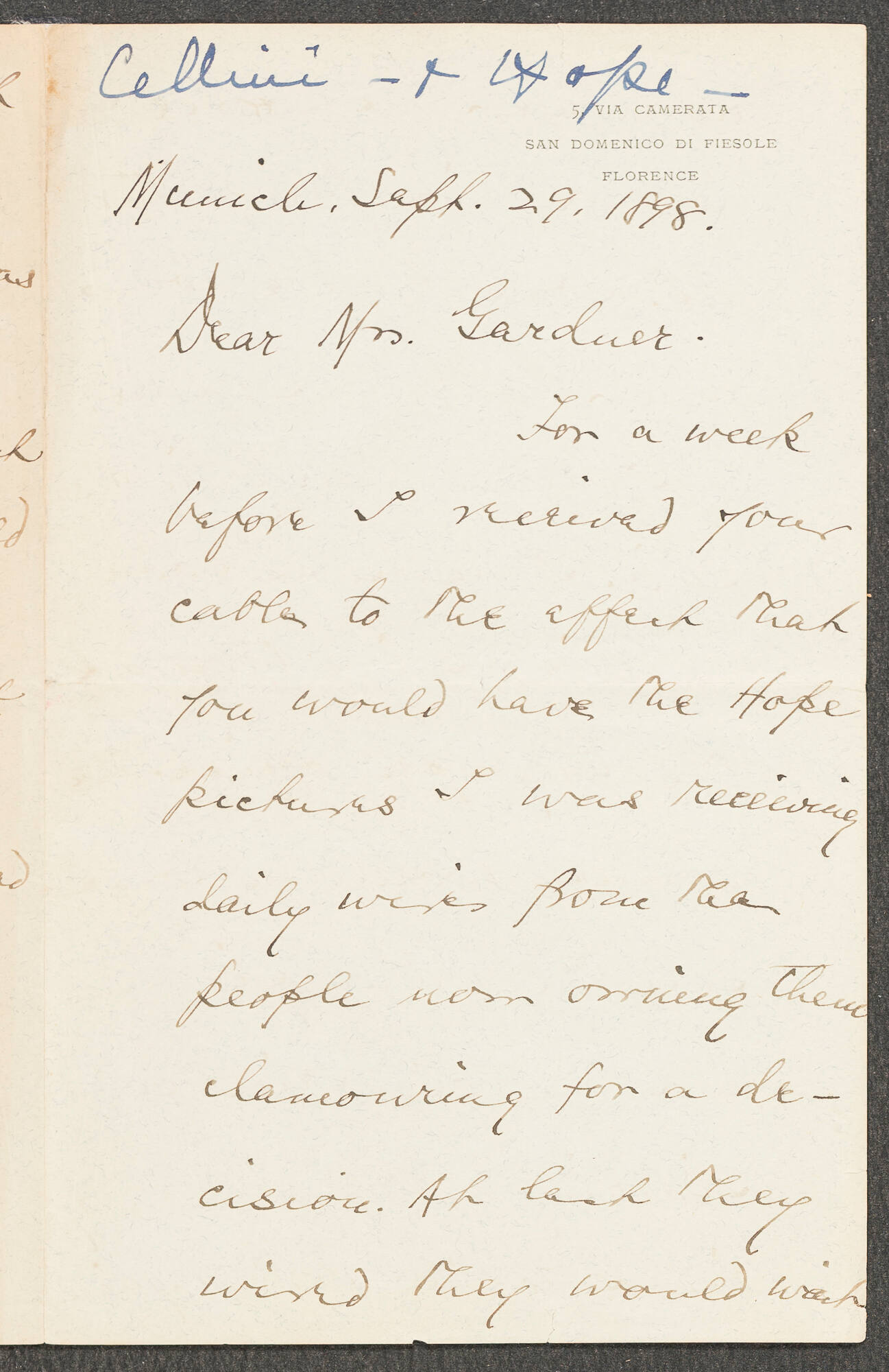 Letter to Isabella Stewart Gardner from Munich | Isabella Stewart ...