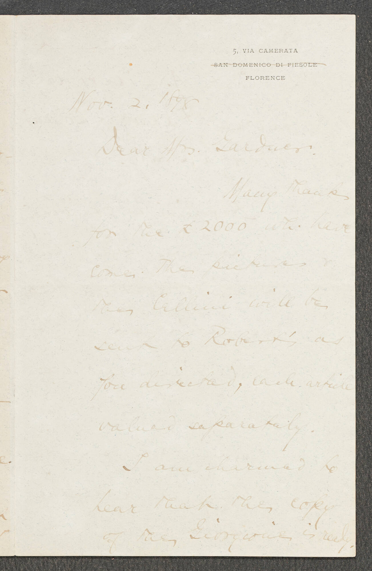 Letter to Isabella Stewart Gardner from Florence | Isabella Stewart ...