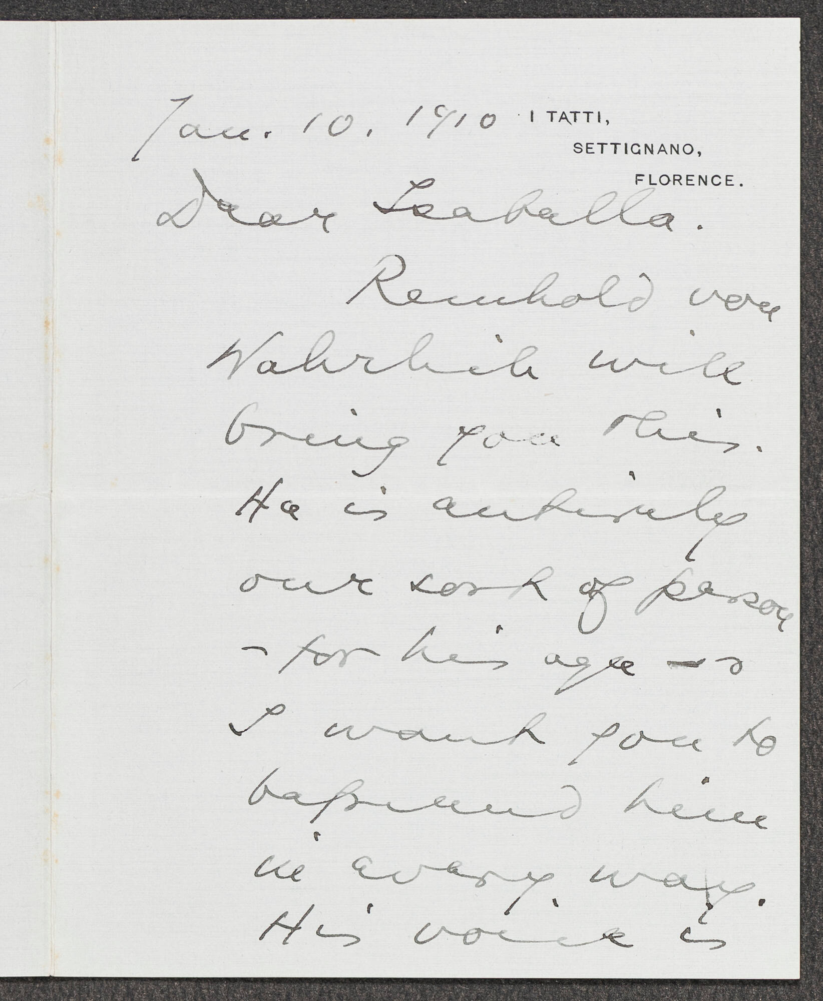 Letter to Isabella Stewart Gardner from Florence | Isabella Stewart ...