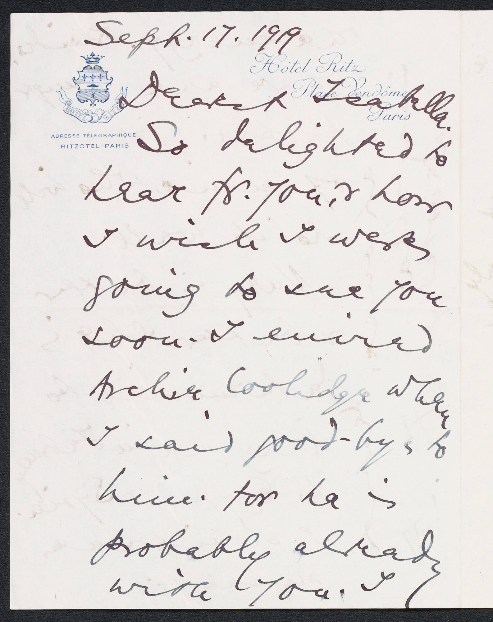 Letter to Isabella Stewart Gardner from Paris | Isabella Stewart ...