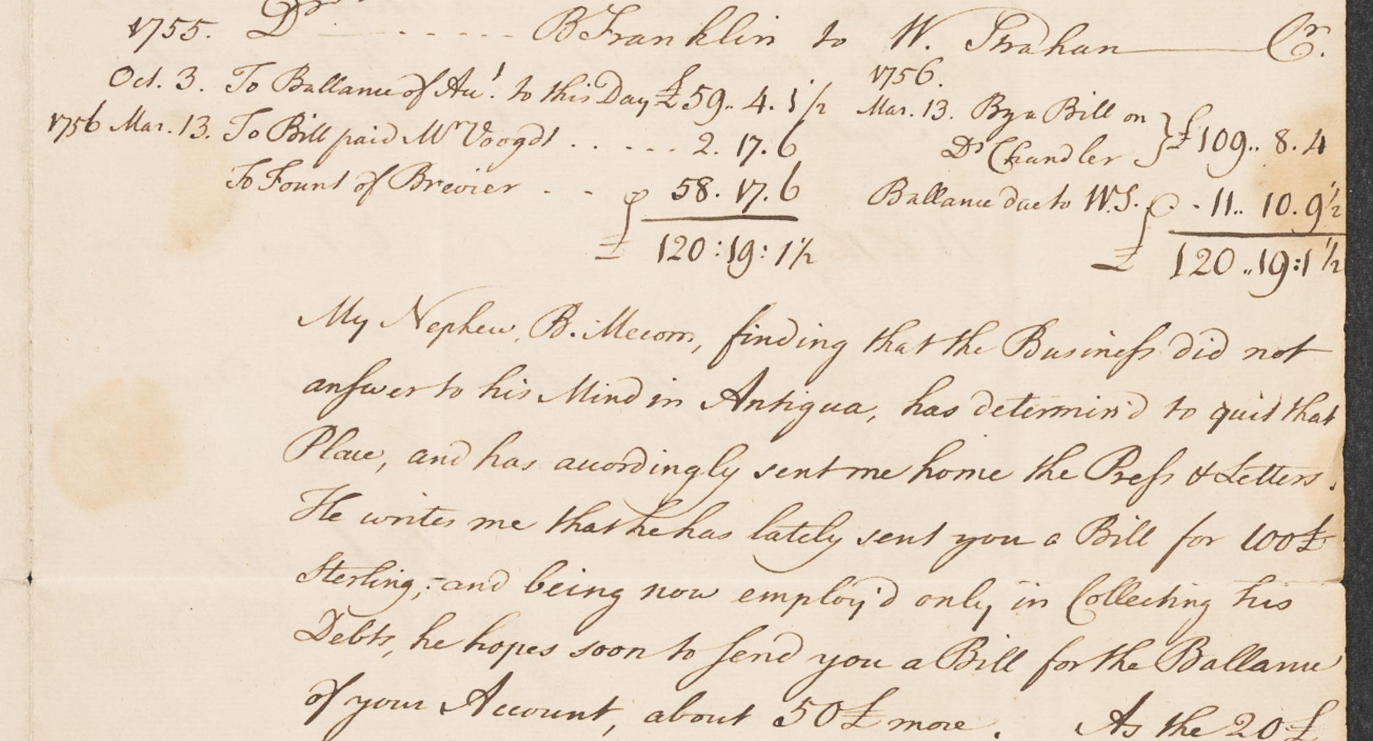 Letter to William Strahan from New York | Isabella Stewart Gardner Museum