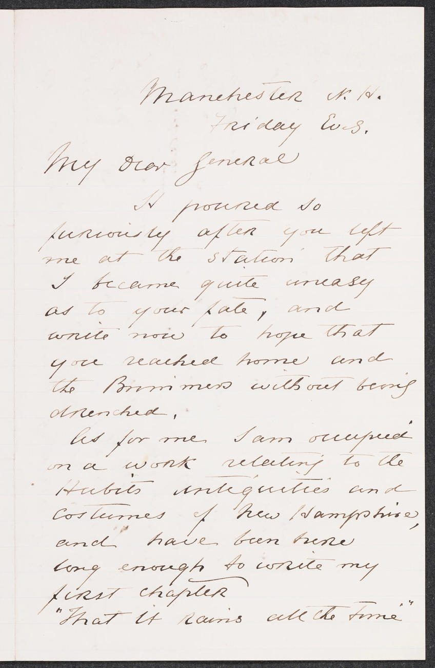 Letter to Isabella Stewart Gardner from Manchester, New Hampshire ...