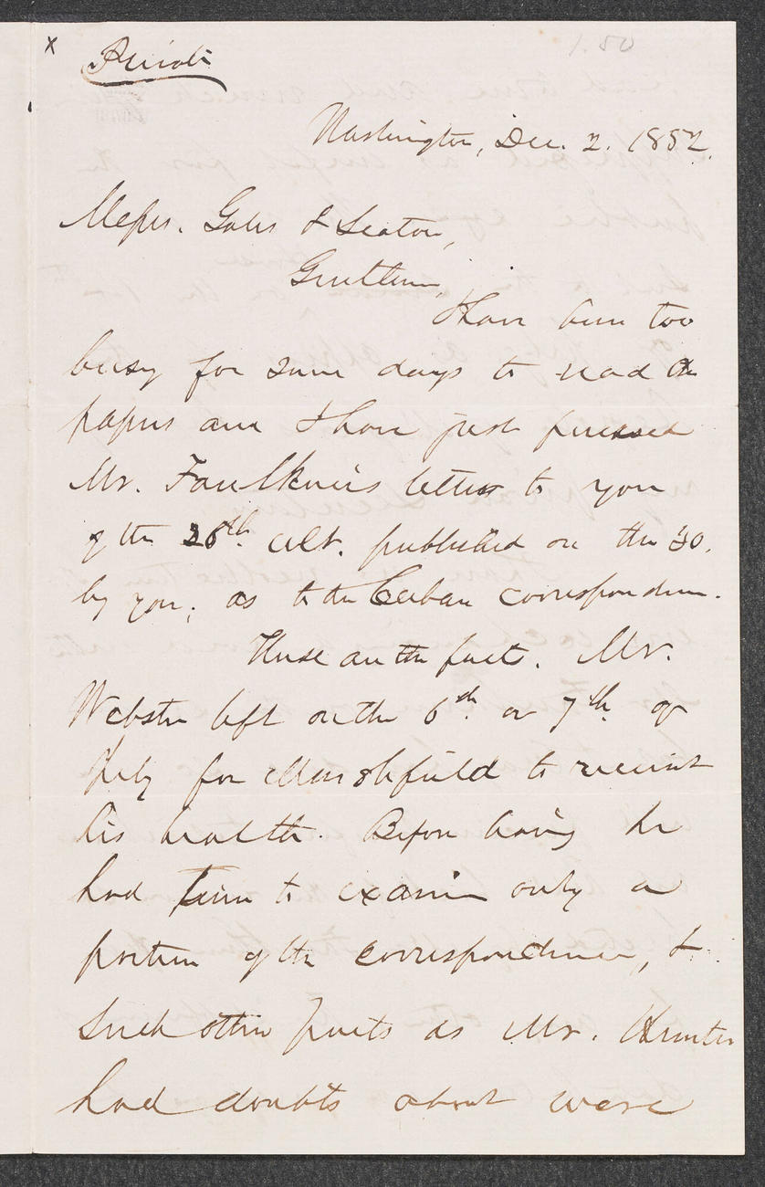 Letter to Messieurs Gales and Seaton from Washington, D.C. | Isabella ...