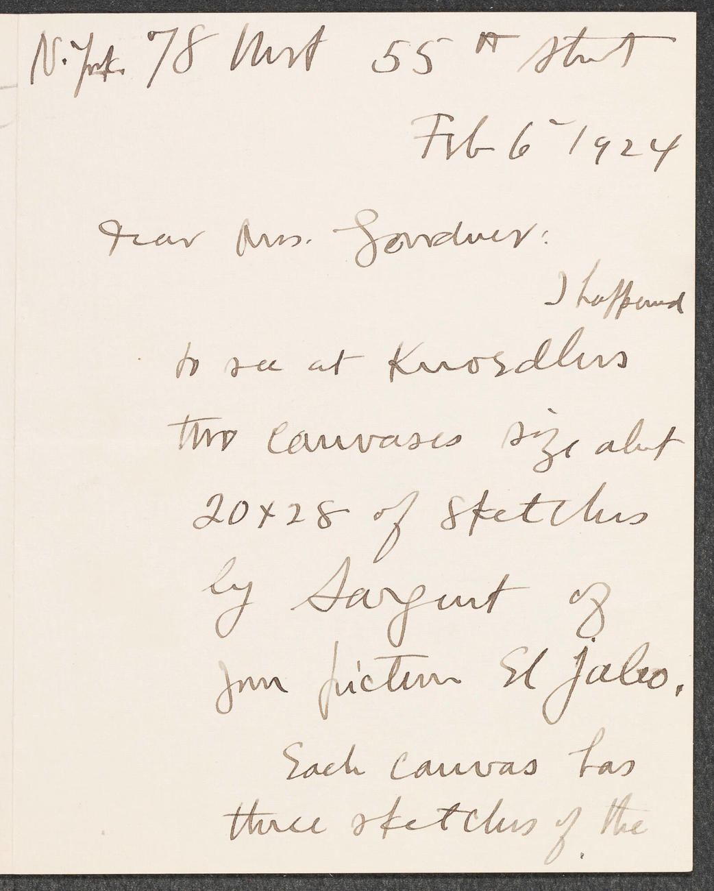 Letter to Isabella Stewart Gardner from New York | Isabella Stewart ...