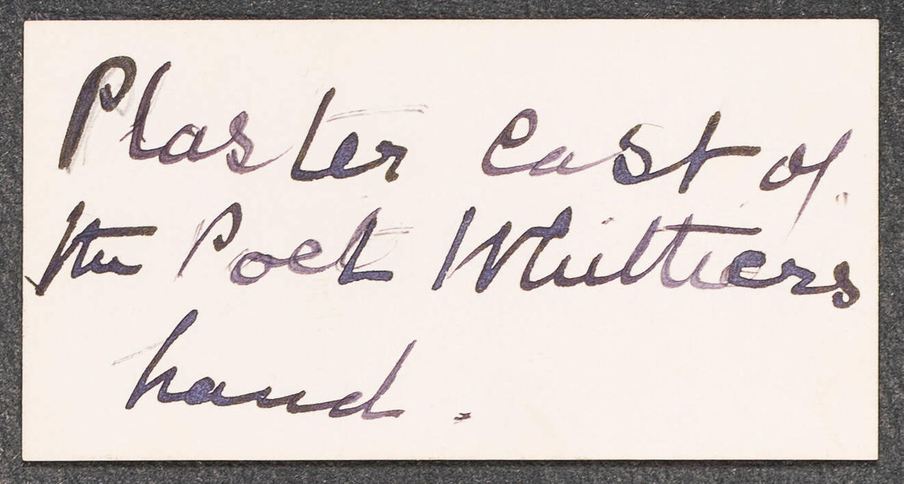 Label for Cast of William Greenleaf Whittier's Hand | Isabella Stewart ...