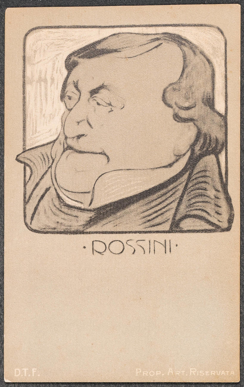 Caricature Postcard of Gioachino Rossini | Isabella Stewart Gardner Museum