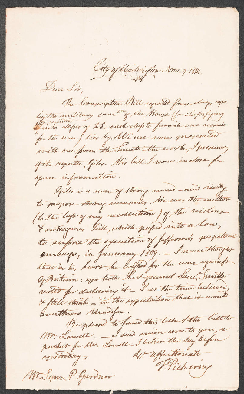 Letter to Samuel Pickering Gardner from Washington, D.C. | Isabella ...