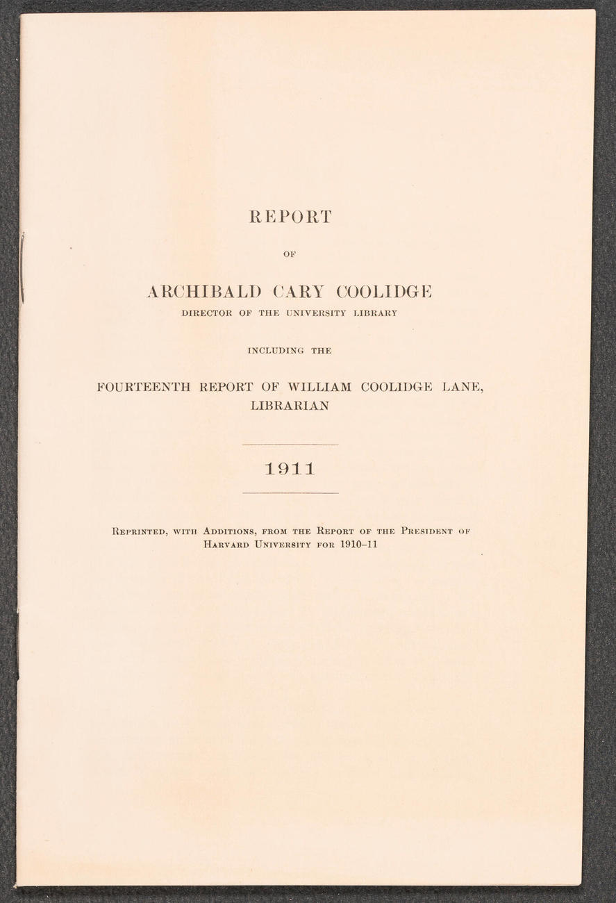 Report of Archibald Cary Coolidge | Isabella Stewart Gardner Museum