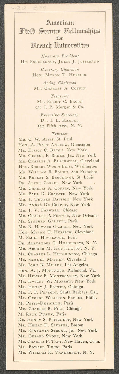 Solicitation: American Field Service Fellowships for French ...