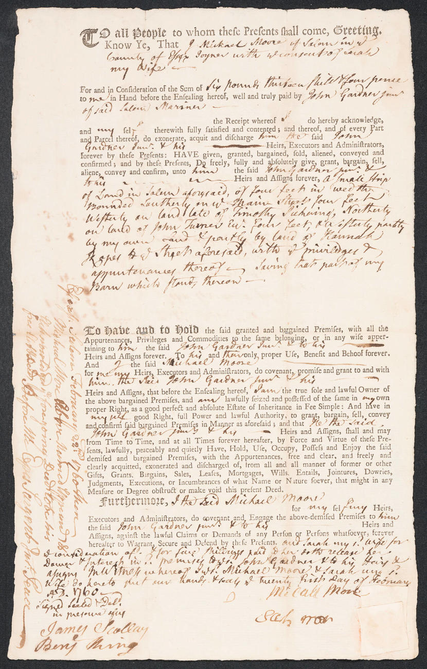Deed Conveying a Strip of Land to John Gardner | Isabella Stewart ...
